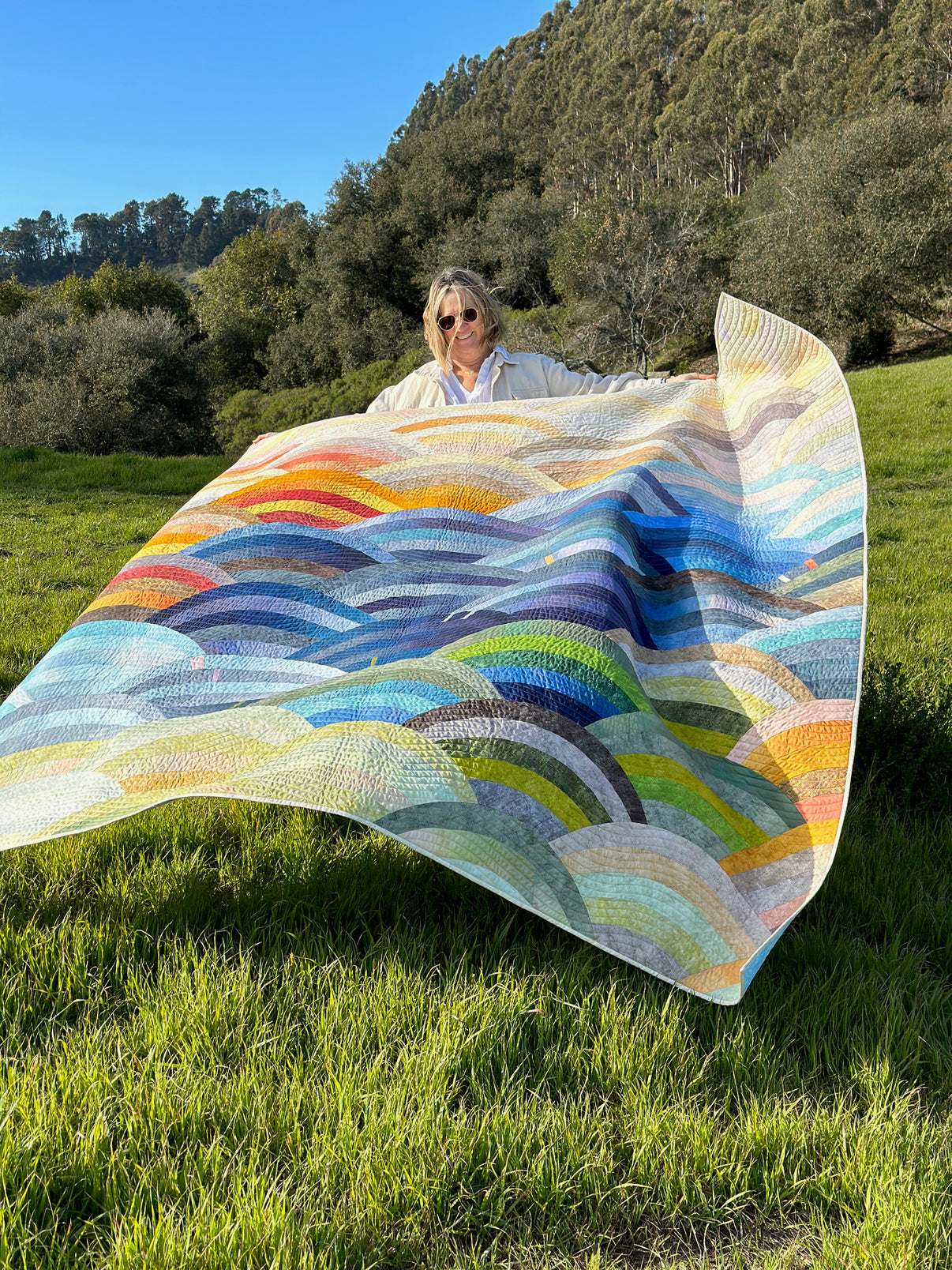 The Hills Quilt Kit, Sky Ombré & Chalk and Charcoal Fabric designed by ...